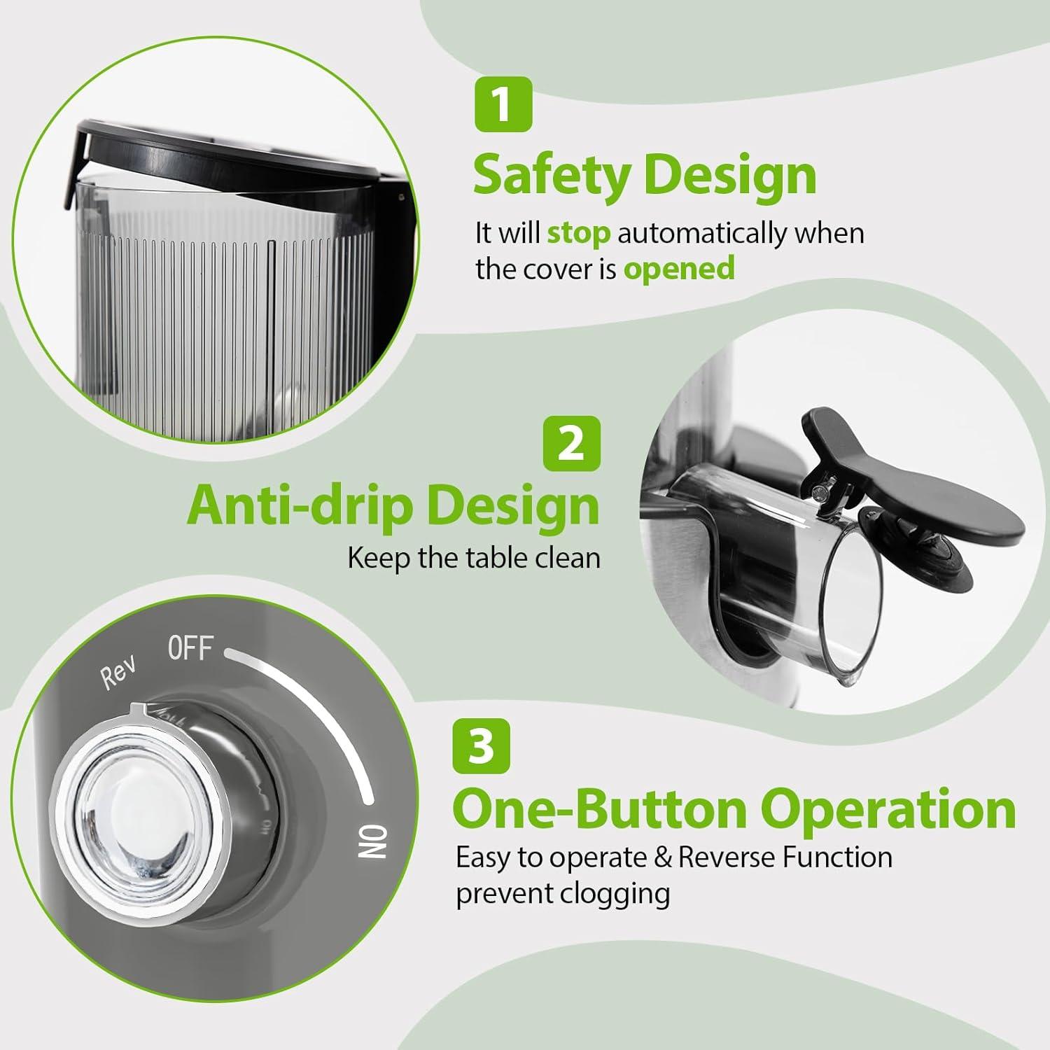 Aeitto Cold Press Juicer, Juicer Machines with Large Feed Chute, For ...